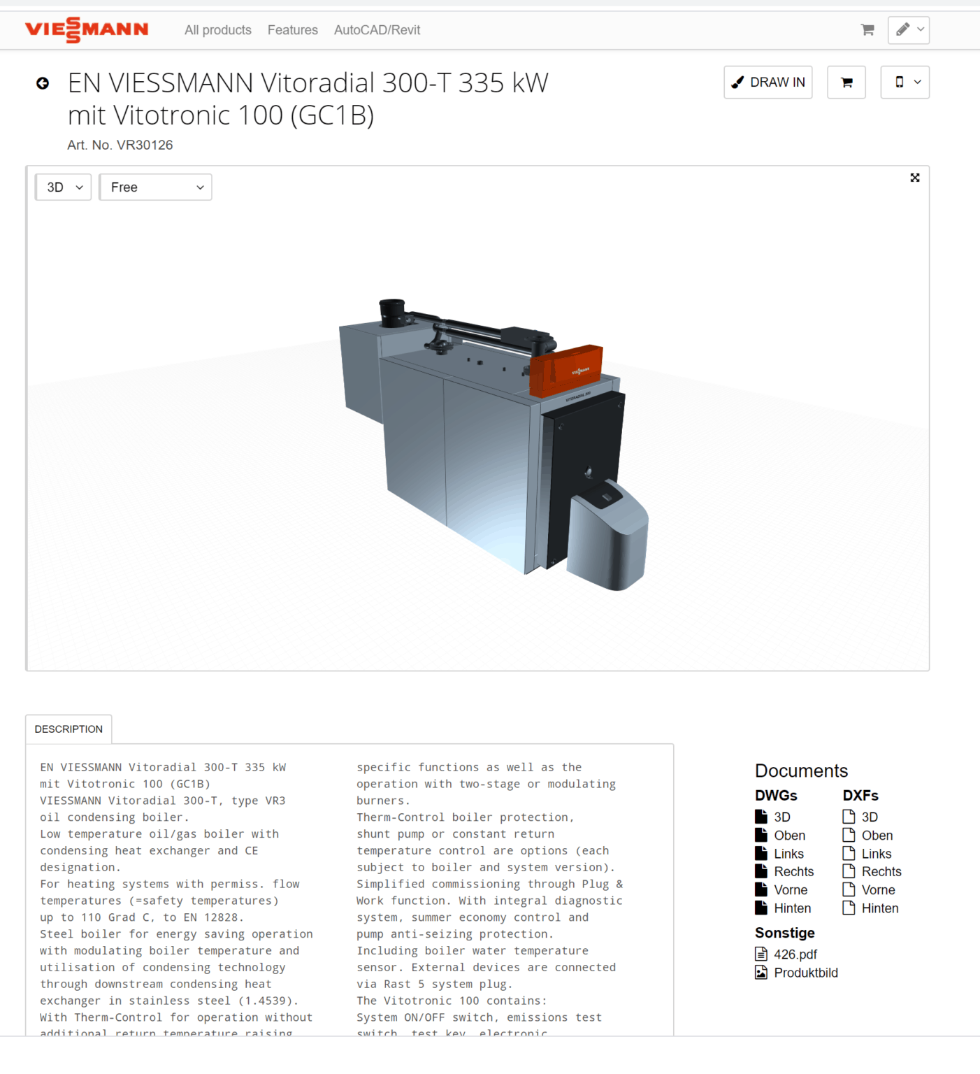 Viessmann Specifications - Boilers - Heat Pumps - DHW Solutions